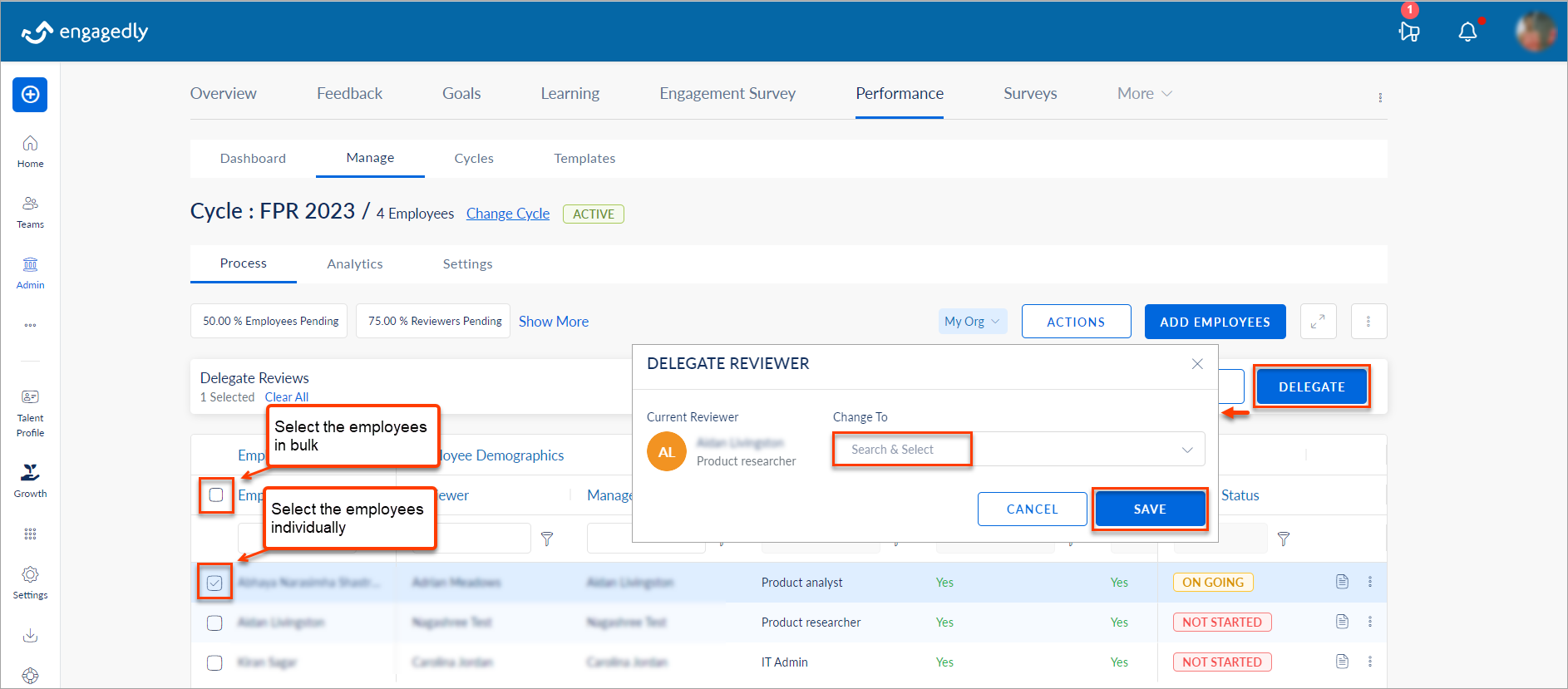 Delegate performance review